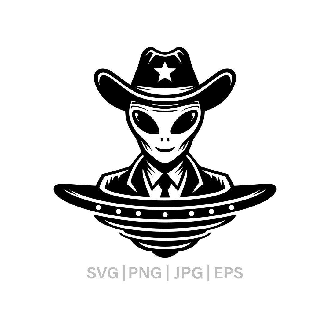 Cowboy Alien SVG & PNG, Eps Files, Alien Digital Image Clipart ...