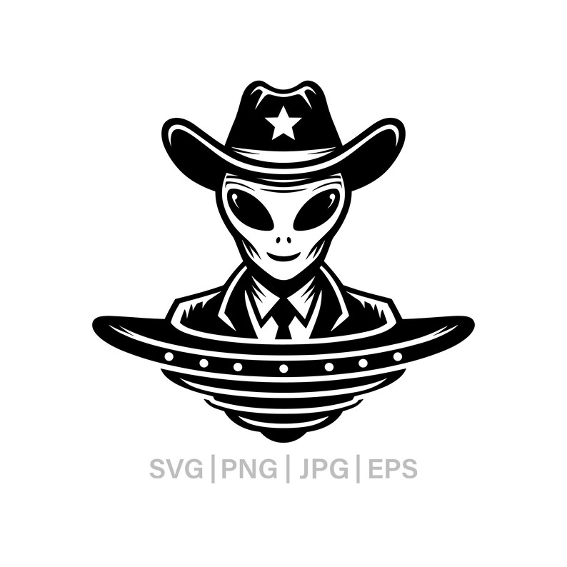 Cowboy Alien SVG & PNG, Eps Files, Alien Digital Image Clipart ...