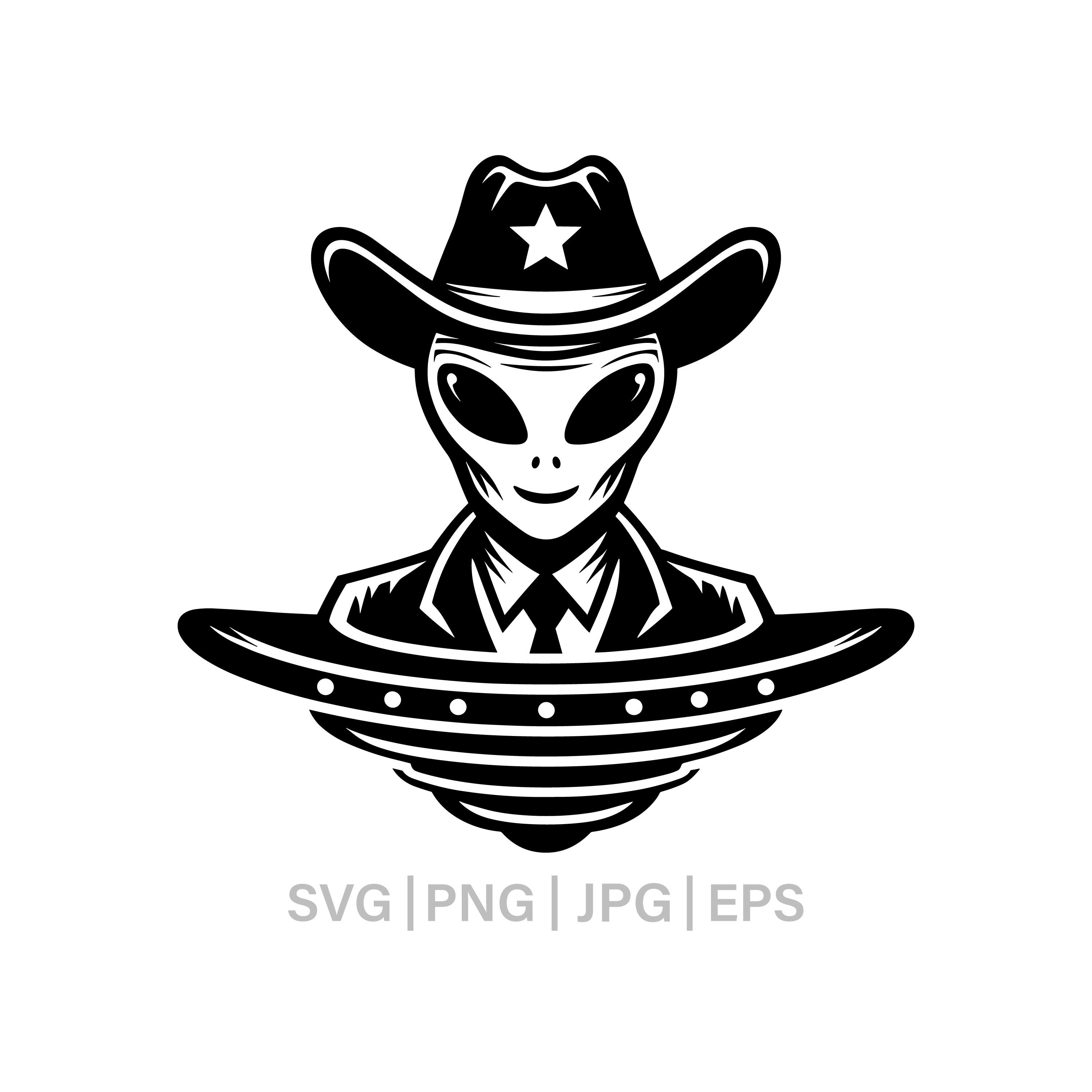 Cowboy Alien SVG & PNG, Eps Files, Alien Digital Image Clipart ...