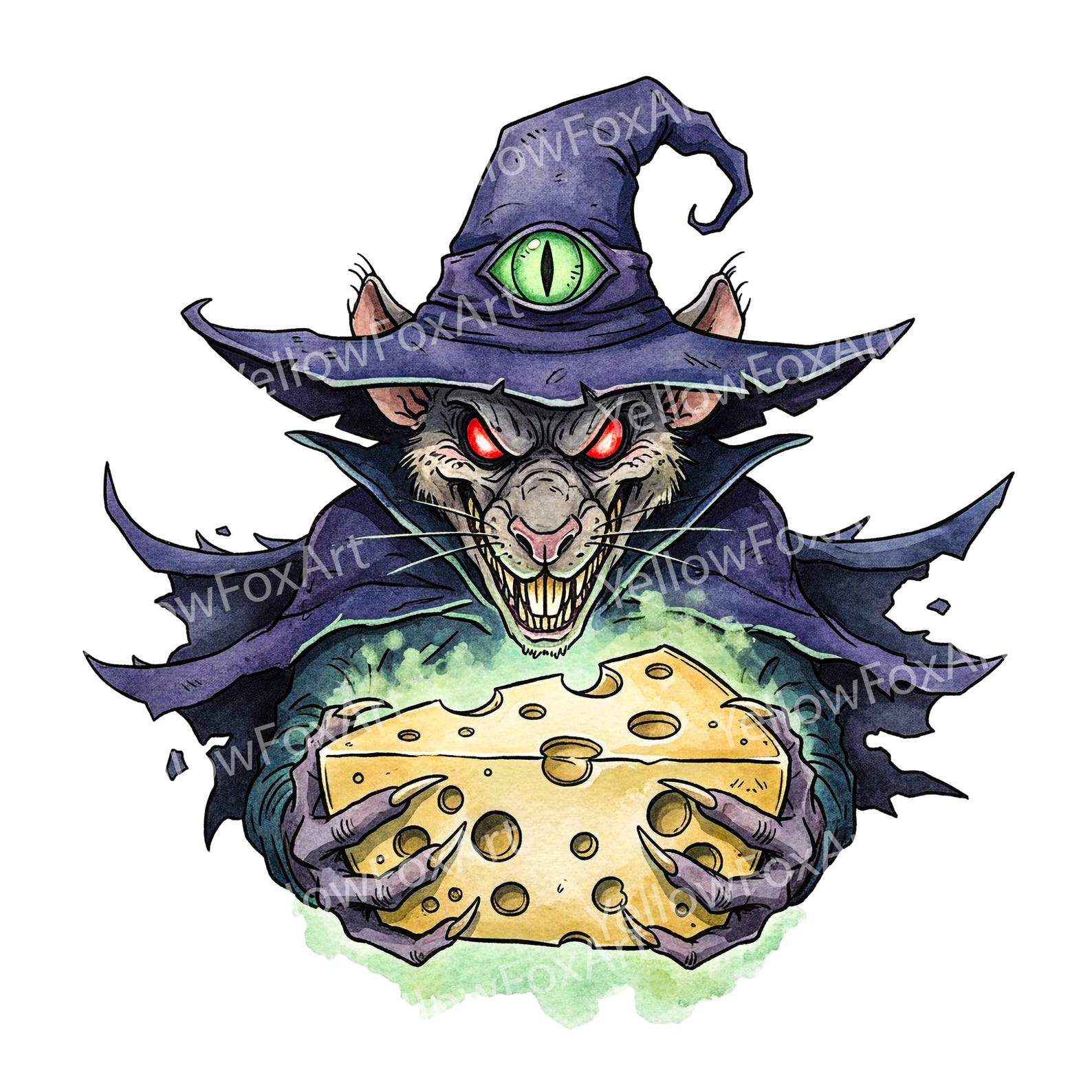 Spooky Rat Wizard Clipart: Animal Sorcerer PNG, Halloween Illustration ...