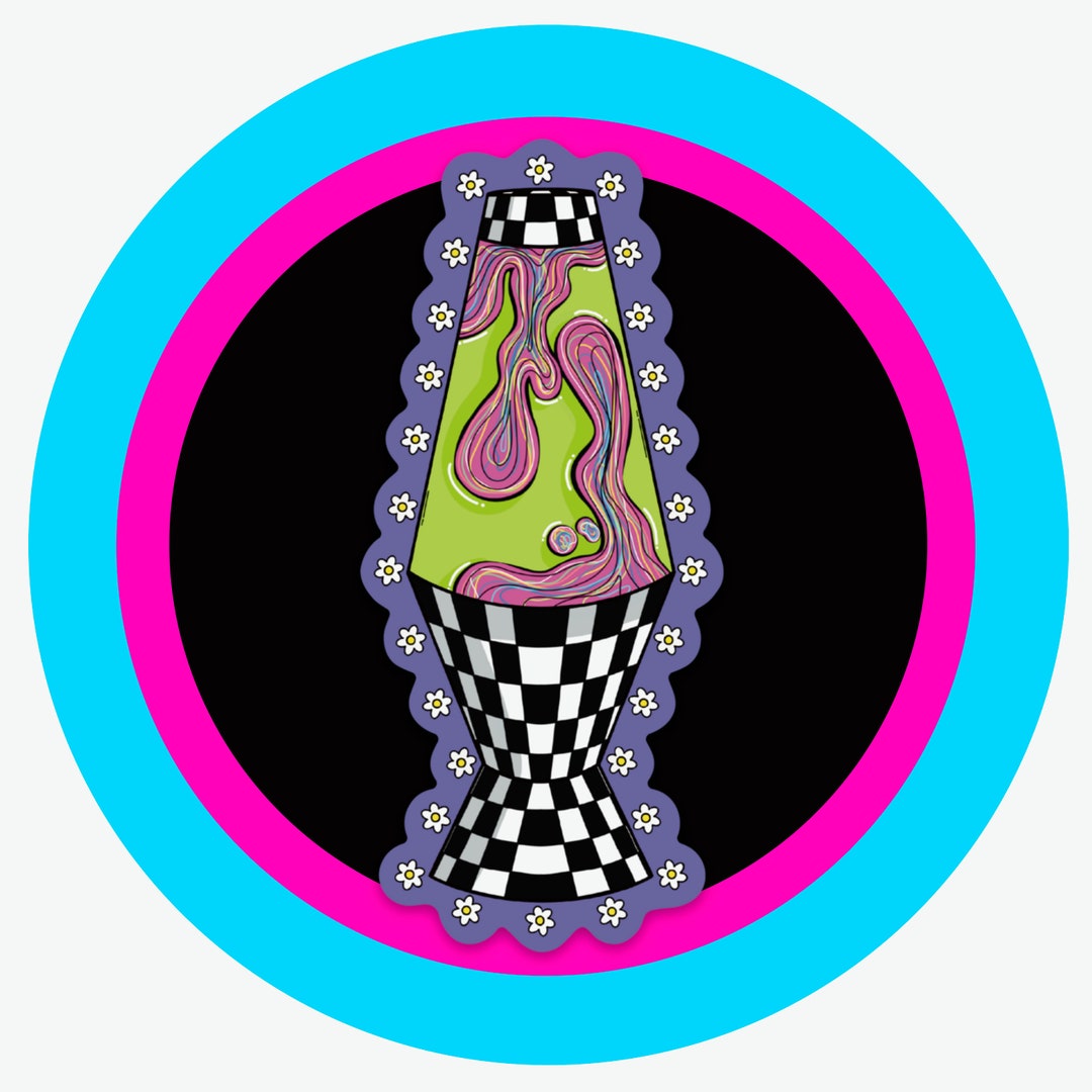 Groovy Lava Lamp Sticker | Trippy Checkered Lava Lamp Vinyl Decal ...