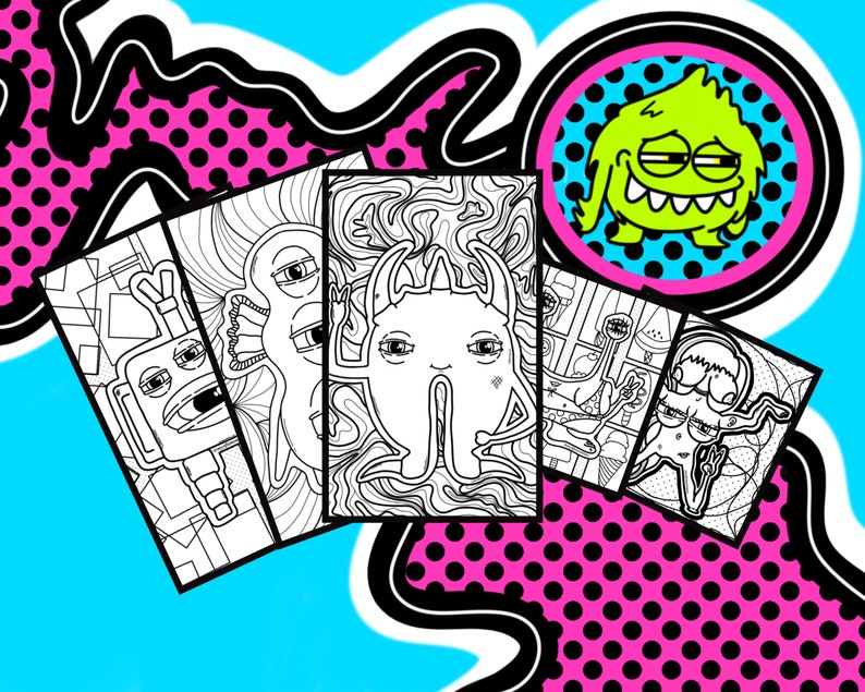 Stoner Delight: Monster Coloring Pages 5 Trippy Art Unique Adult ...