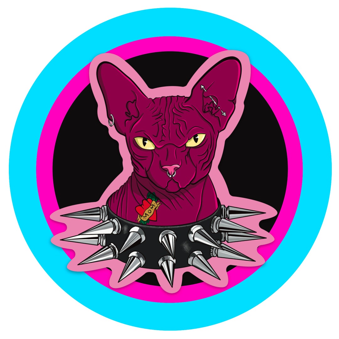 Sticker - Punk Rock Cat Vinyl | Heavy Metal Sphynx Cat Sticker ...