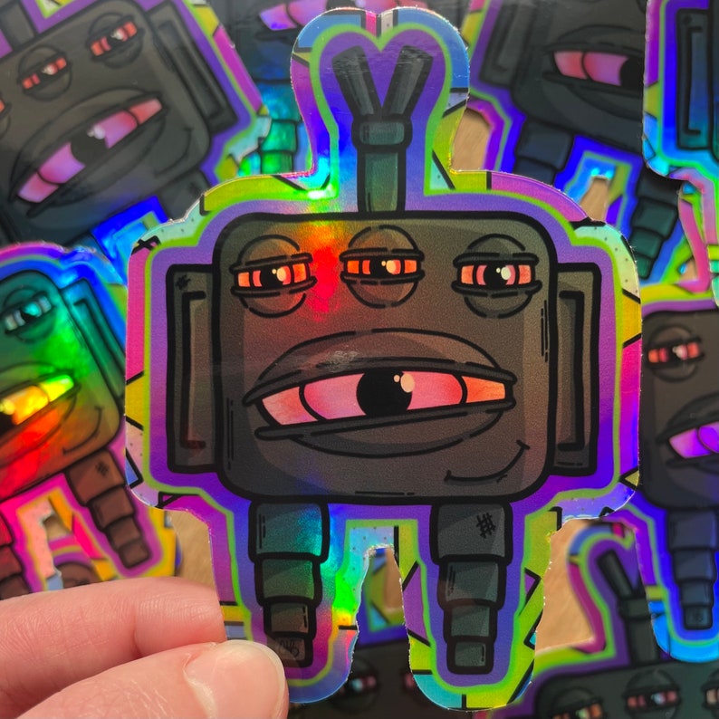 Holographic Robot Sticker High Bot Decal Machine Cartoon Sticker Droid ...