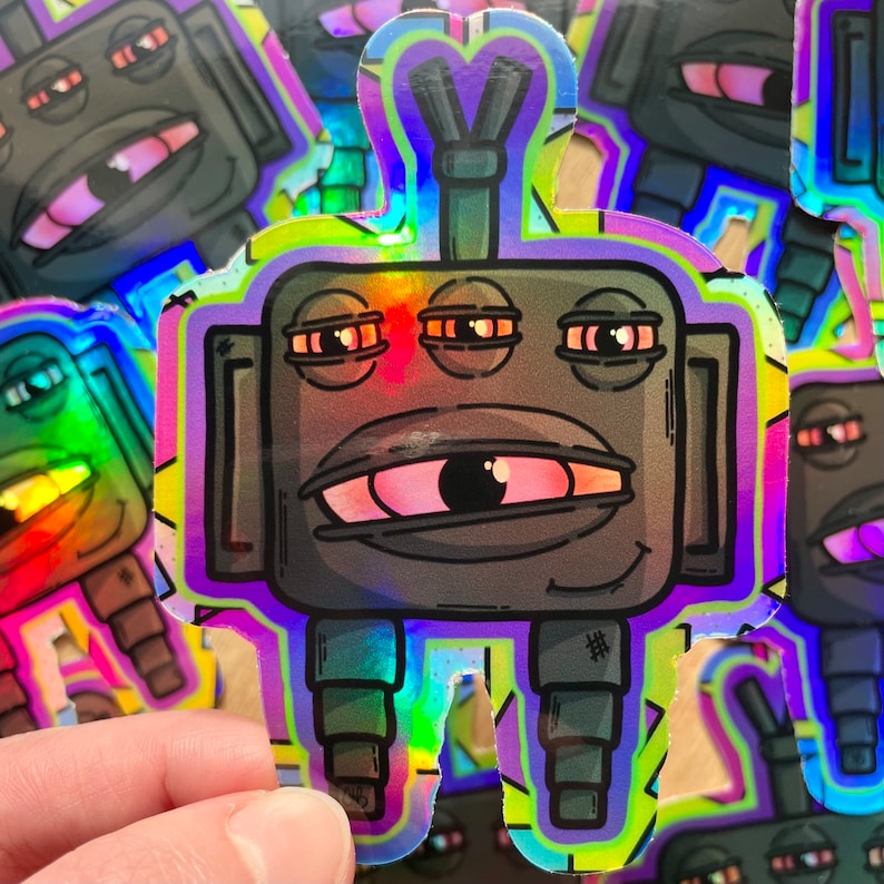 Holographic Robot Sticker Vinyl Decal Machine Cartoon Sticker Droid ...