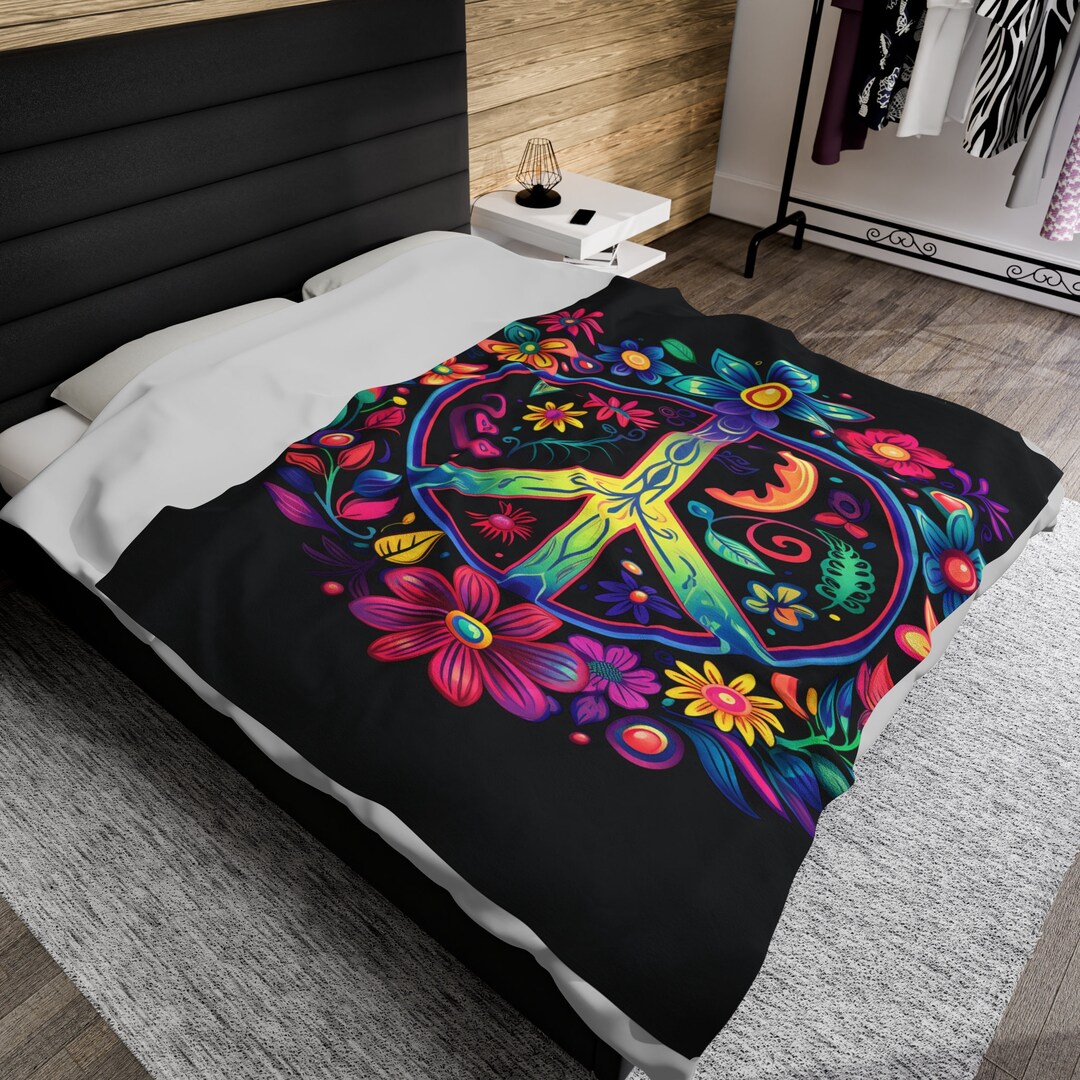 Radiate Peaceful Vibes With Our Peace Sign Plush Blanket Your Cozy ...