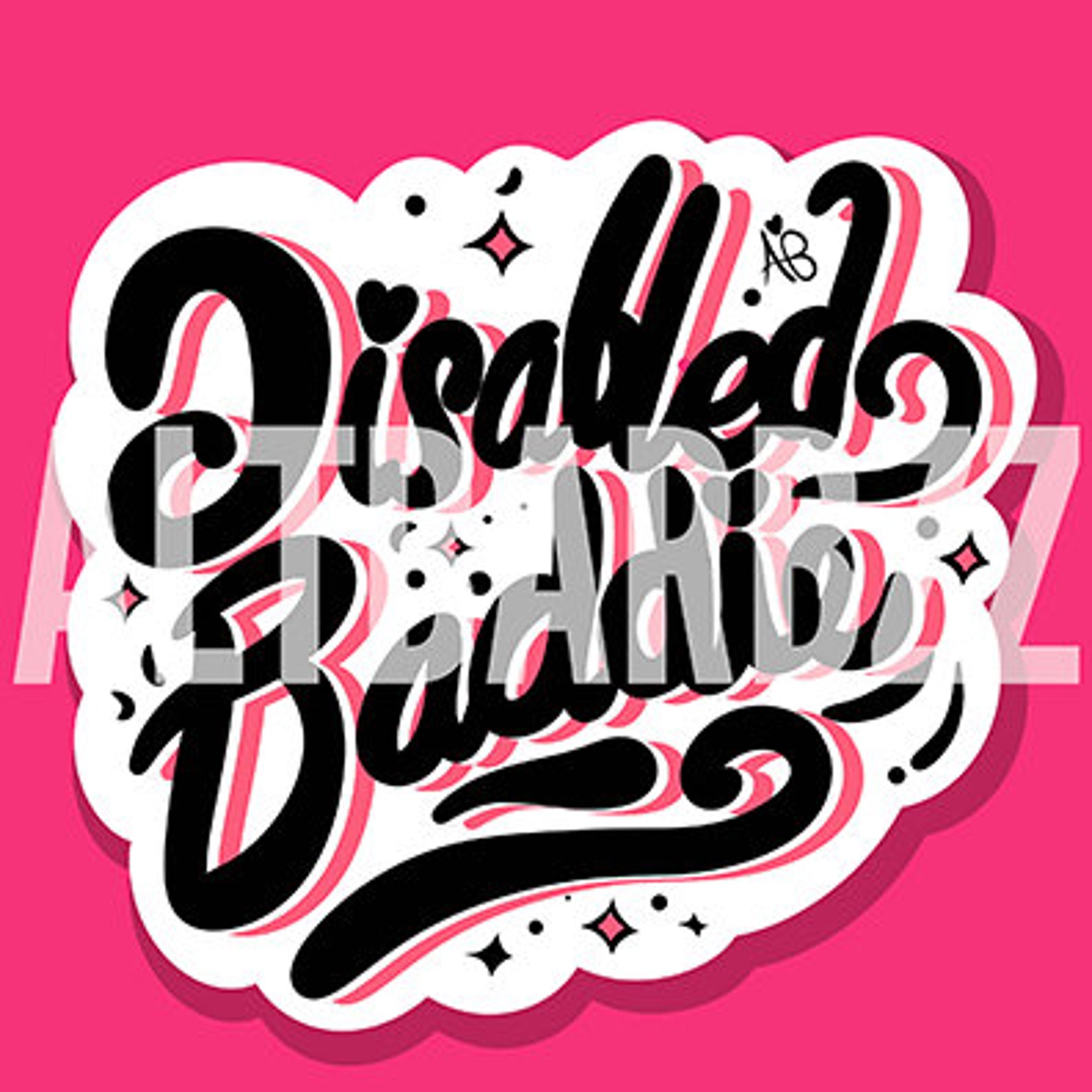 Disabled Baddie, Transparent & Pink Backgrounds, Digital Art, Sticker ...