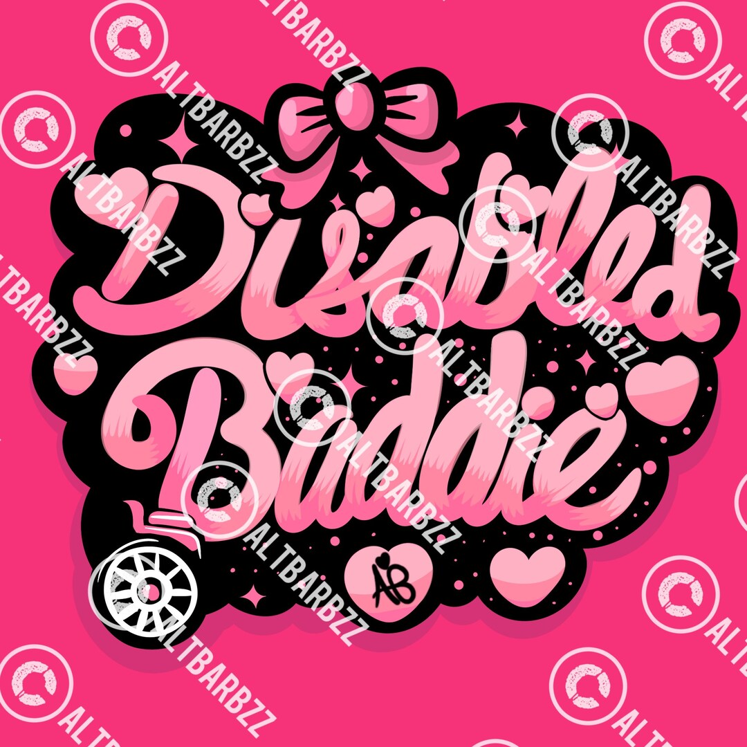 Disabled Baddie, Transparent & Pink Backgrounds, Digital Art, Sticker ...