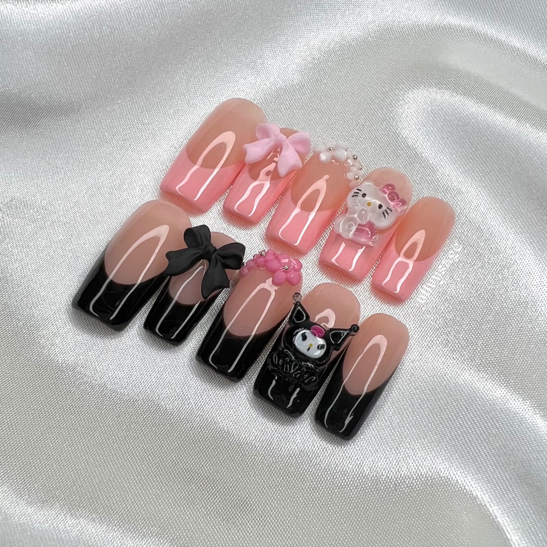 Custom Press on Nails 10 Fake Handmade High Quality Trendy Cute Hello ...