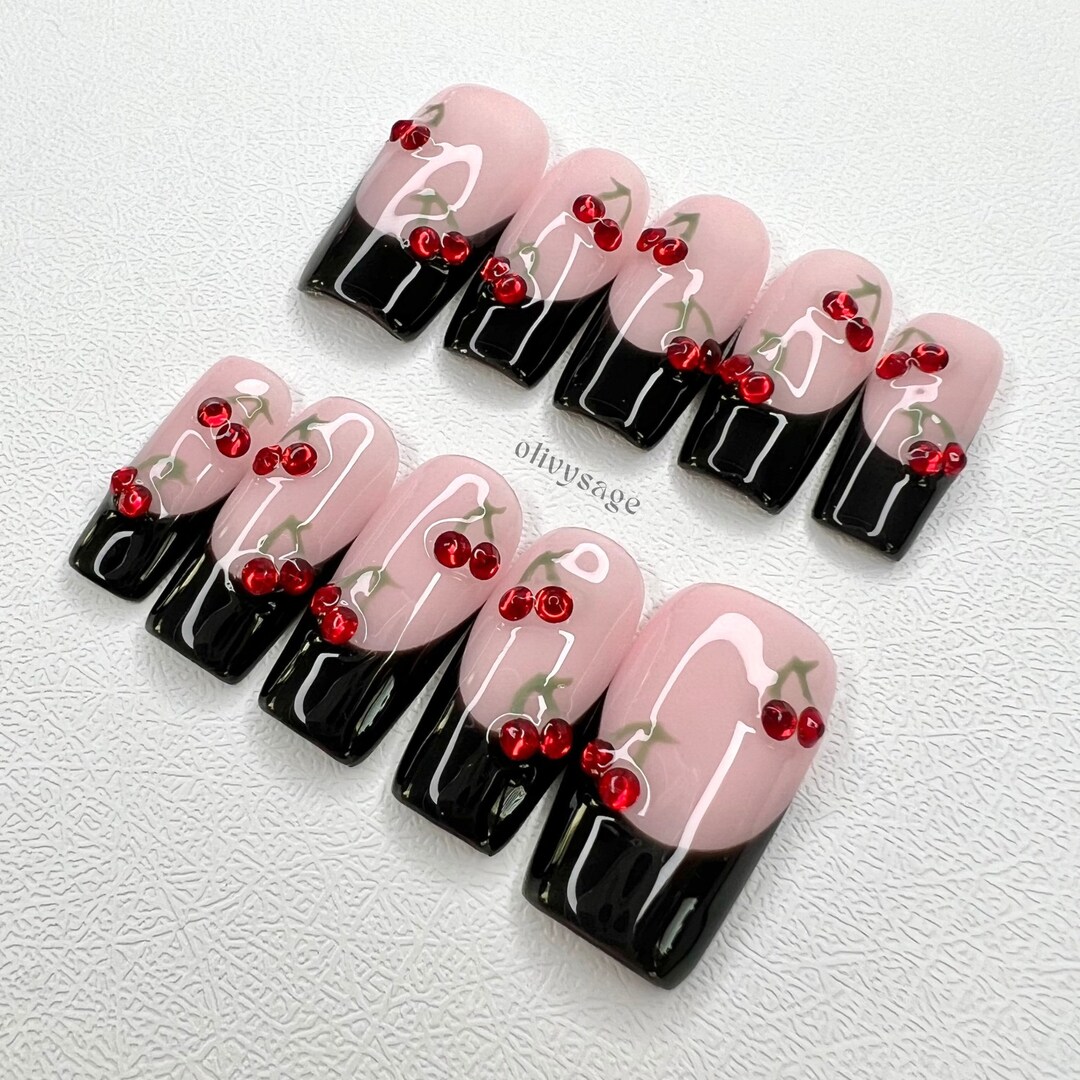 Custom Press on Nails 10 Fake Handmade Quality Trendy Cute Square ...