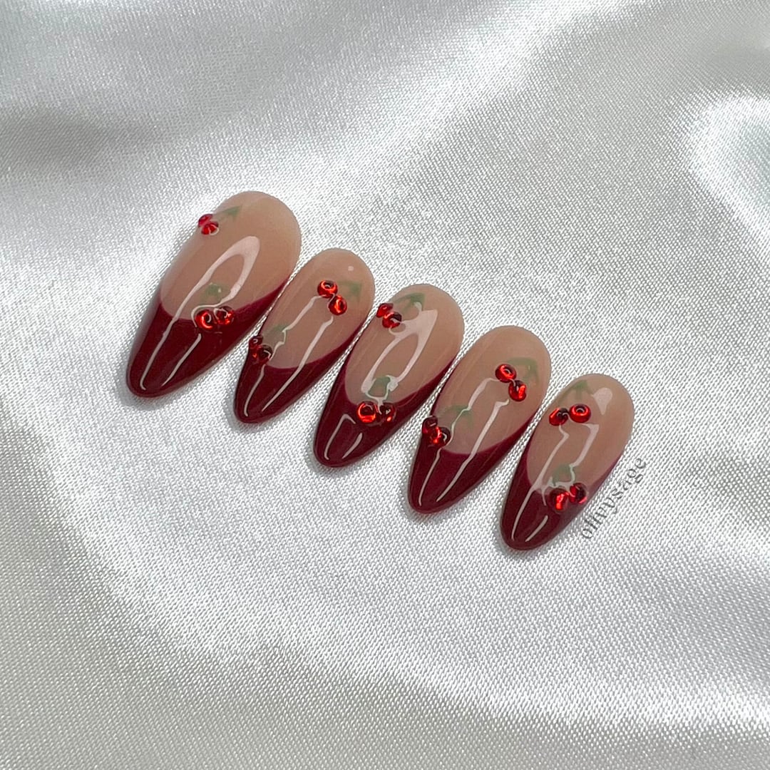 Custom Press on Nails 10 Fake Handmade Quality Trendy Cute Frenchies ...