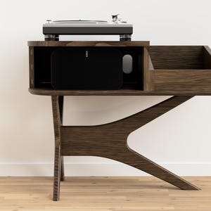 Mid-century Modern Record Player Stand: Black Walnut Vinyl Storage for ...