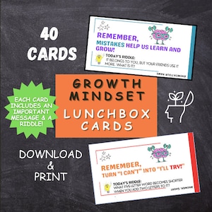 Growth Mindset Lunchbox Notes Printable - Etsy