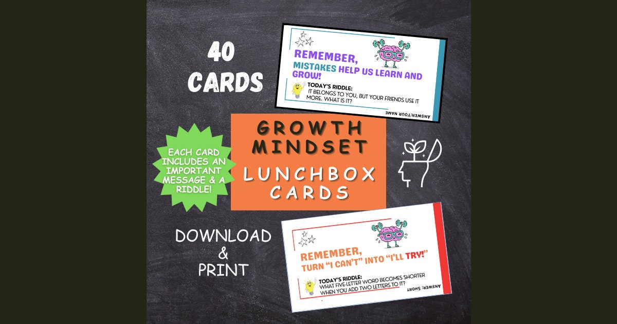 Growth Mindset Lunchbox Notes Printable - Etsy