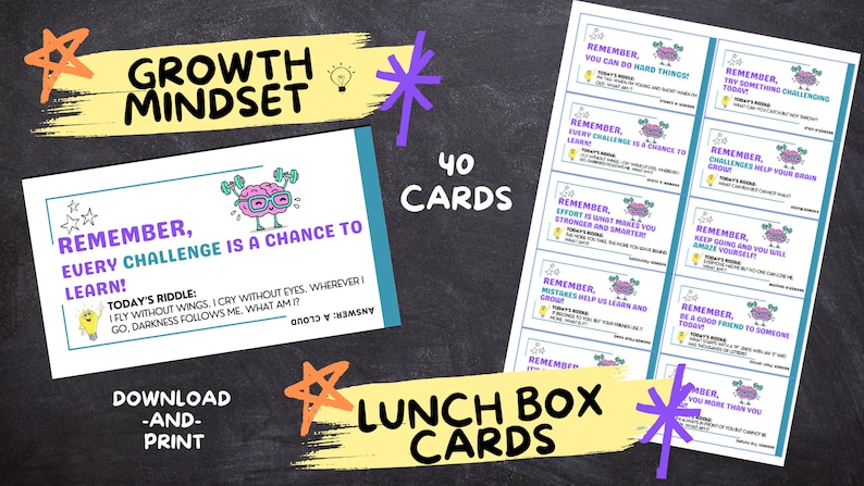 Growth Mindset Lunchbox Notes Printable - Etsy