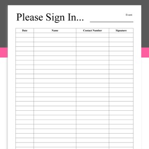 Please Sign in | Printable Sign in Sheet / Template | Attendees Log in ...