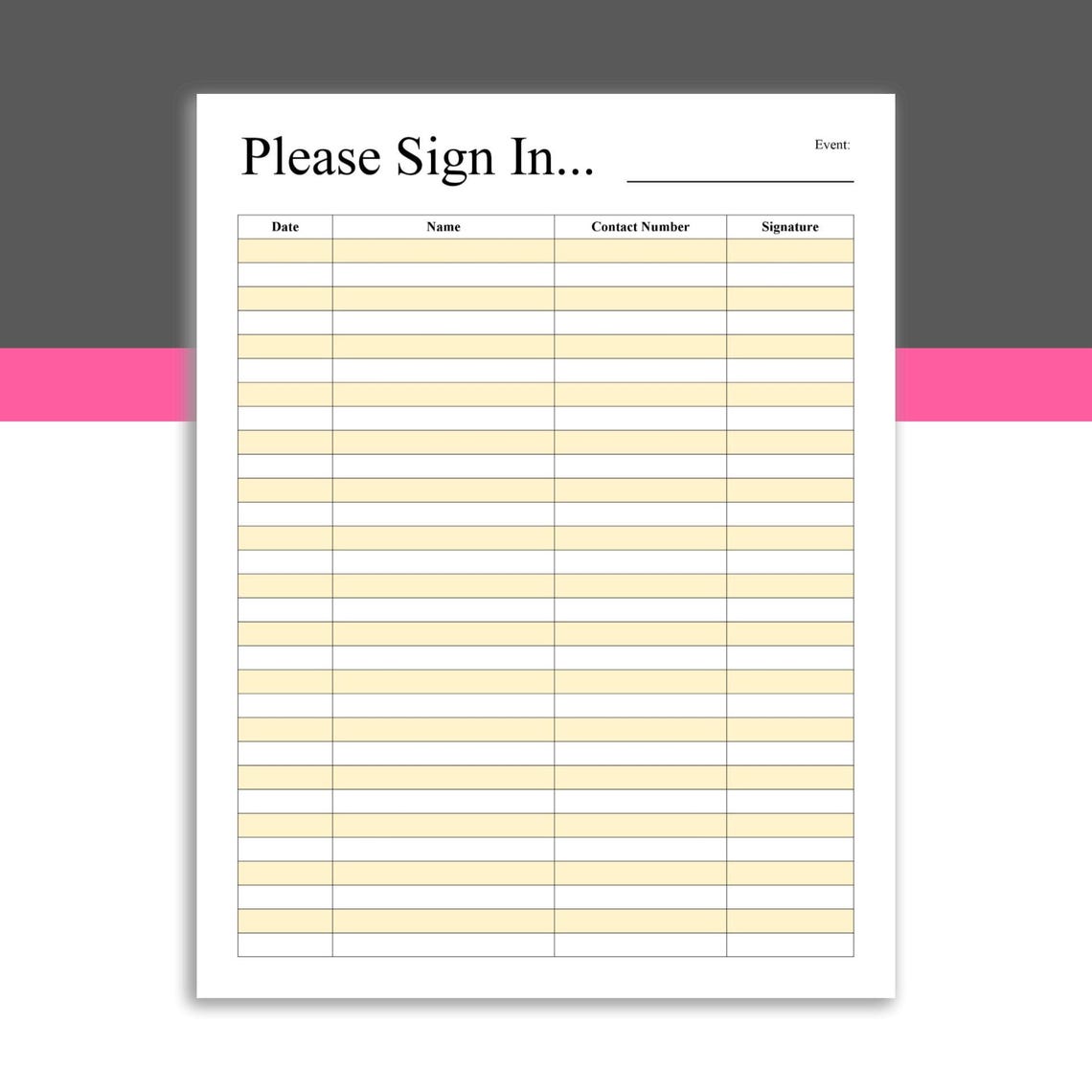 Please Sign in | Printable Sign in Sheet / Template | Attendees Log in ...