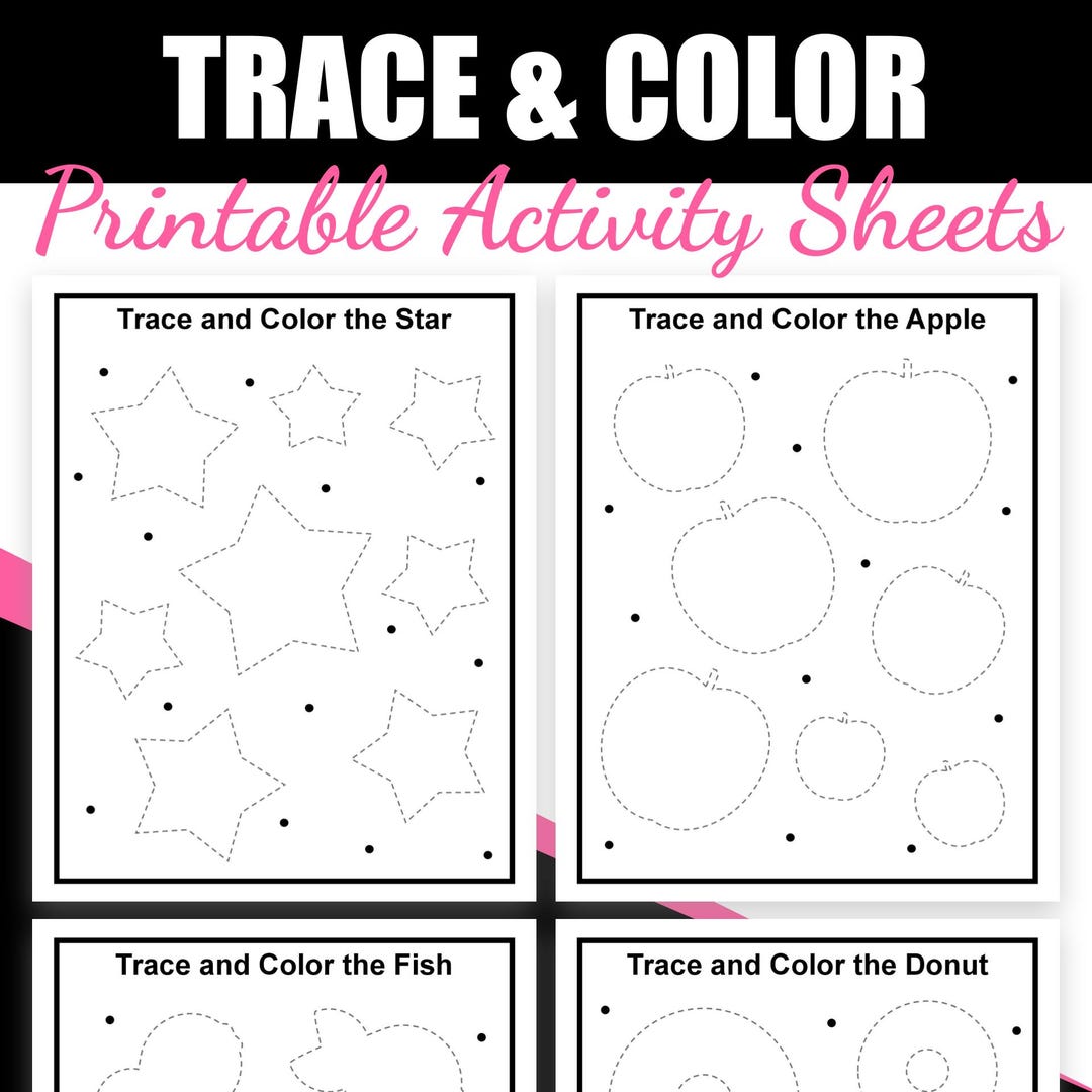 Trace and Color the Shapes and Objects | Printable Tracing and Coloring ...