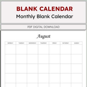 Blank Calendar, Printable Calendar, January to December, Sunday and ...