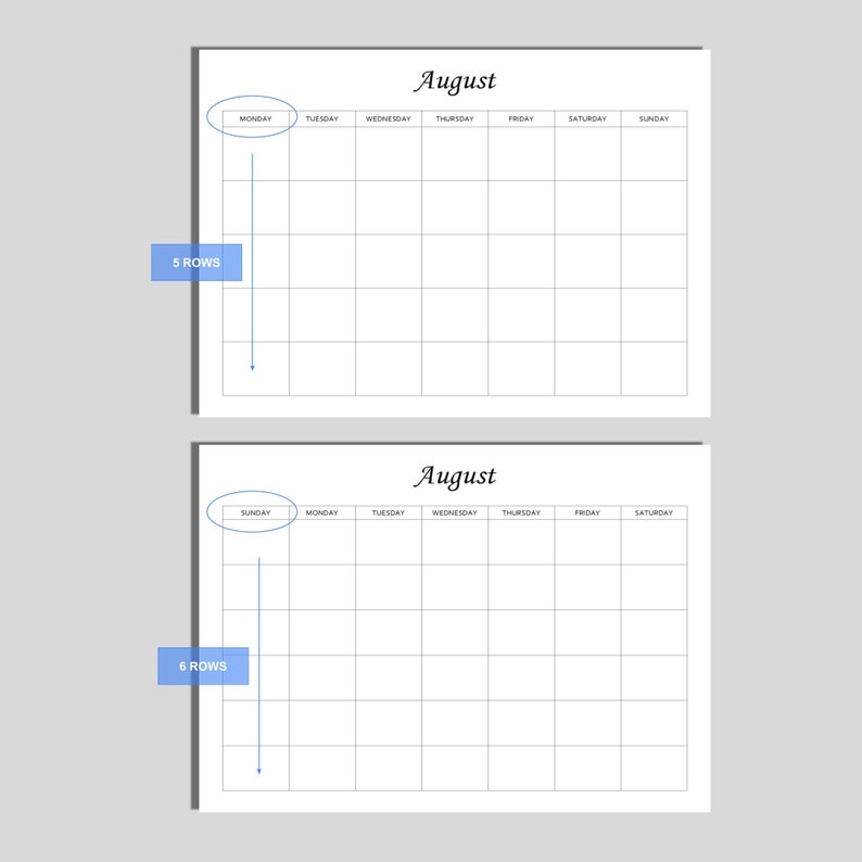 Blank Calendar, Printable Calendar, January to December, Sunday and ...