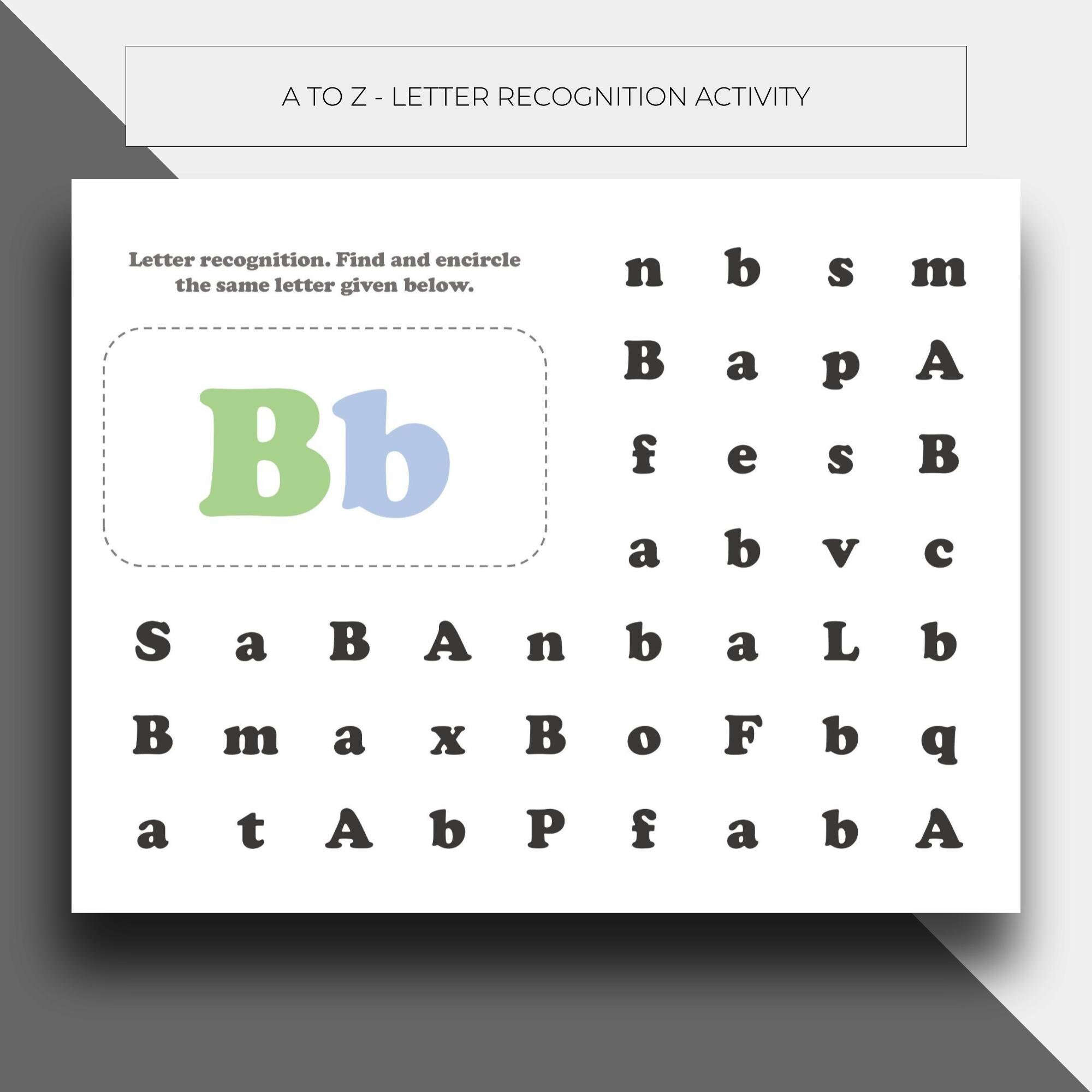 Letter Recognition, Printable Letter Recognition Activity, Alphabet Letters, A to Z Letters, PDF ...