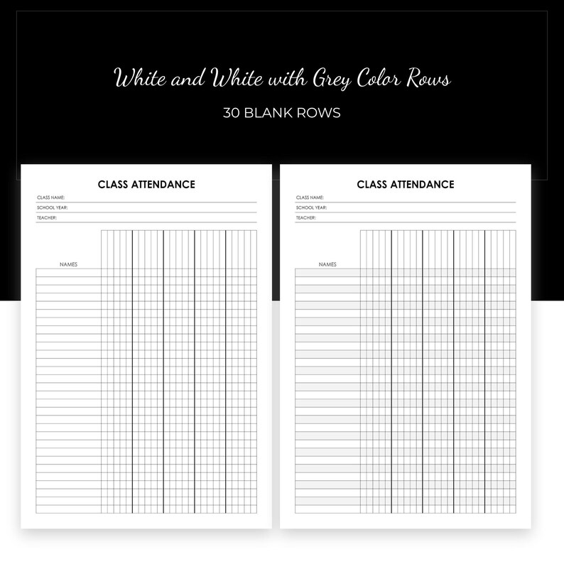 Class Attendance Template | Printable Attendance Tracker | Attendance ...