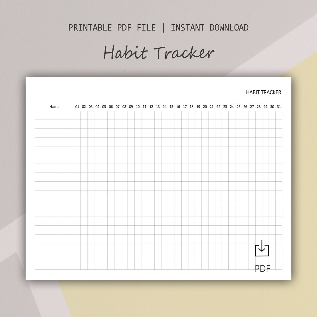 Printable Habit Tracker 31 Days Habit Tracker, PDF Instant Download ...