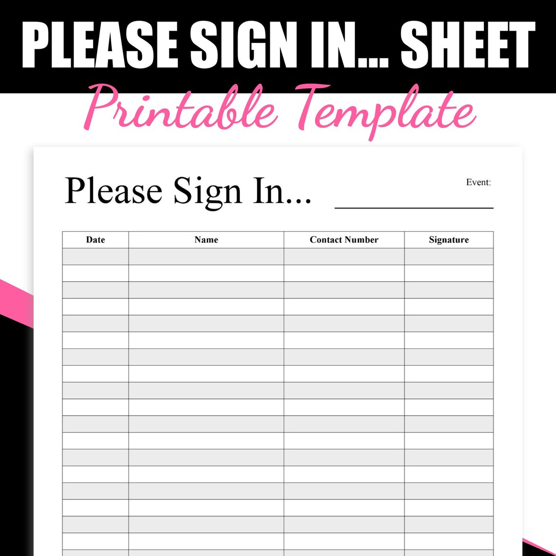 Please Sign in | Printable Sign in Sheet / Template | Attendees Log in ...