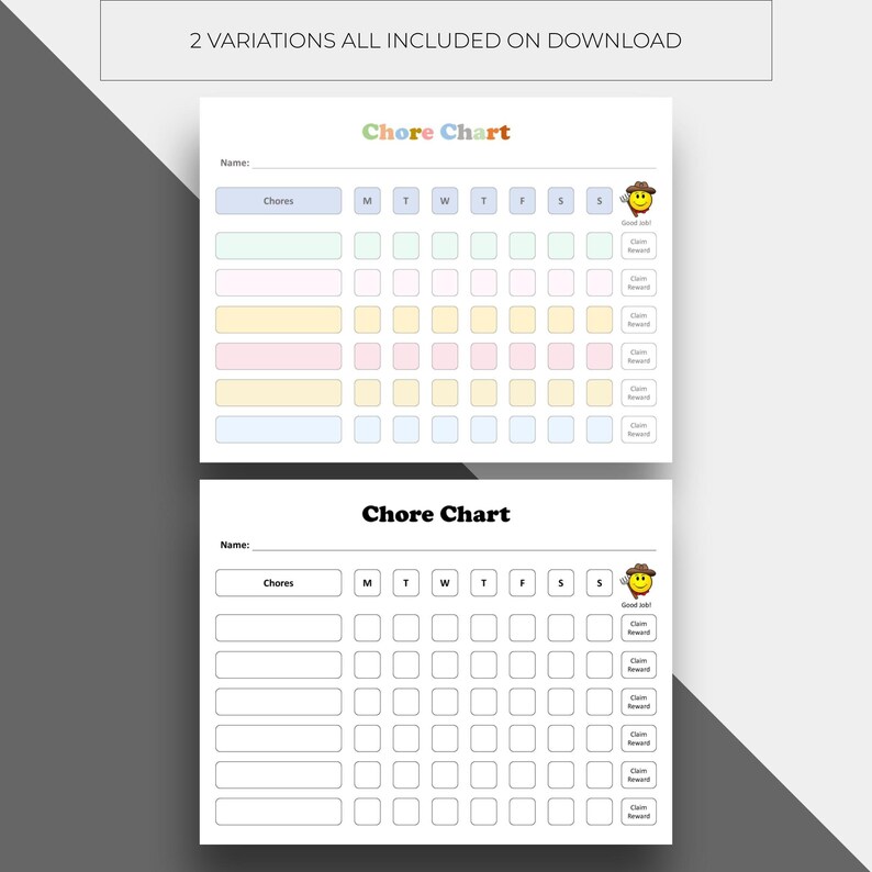 Chore Chart, Printable Chore Chart, Responsibility Chart, Kids Chores ...