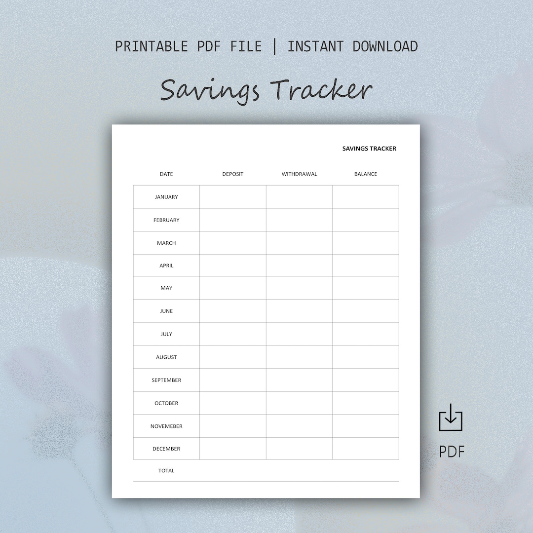Printable Savings Tracker Version 01 January to December Savings ...