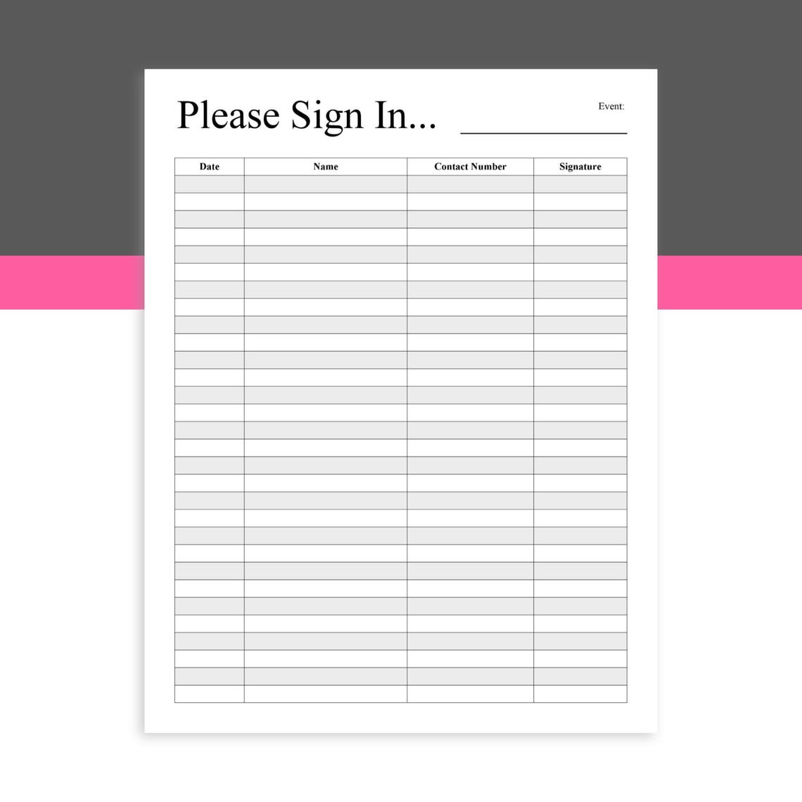 Please Sign in | Printable Sign in Sheet / Template | Attendees Log in ...