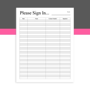 Please Sign in | Printable Sign in Sheet / Template | Attendees Log in ...