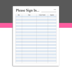 Please Sign in | Printable Sign in Sheet / Template | Attendees Log in ...