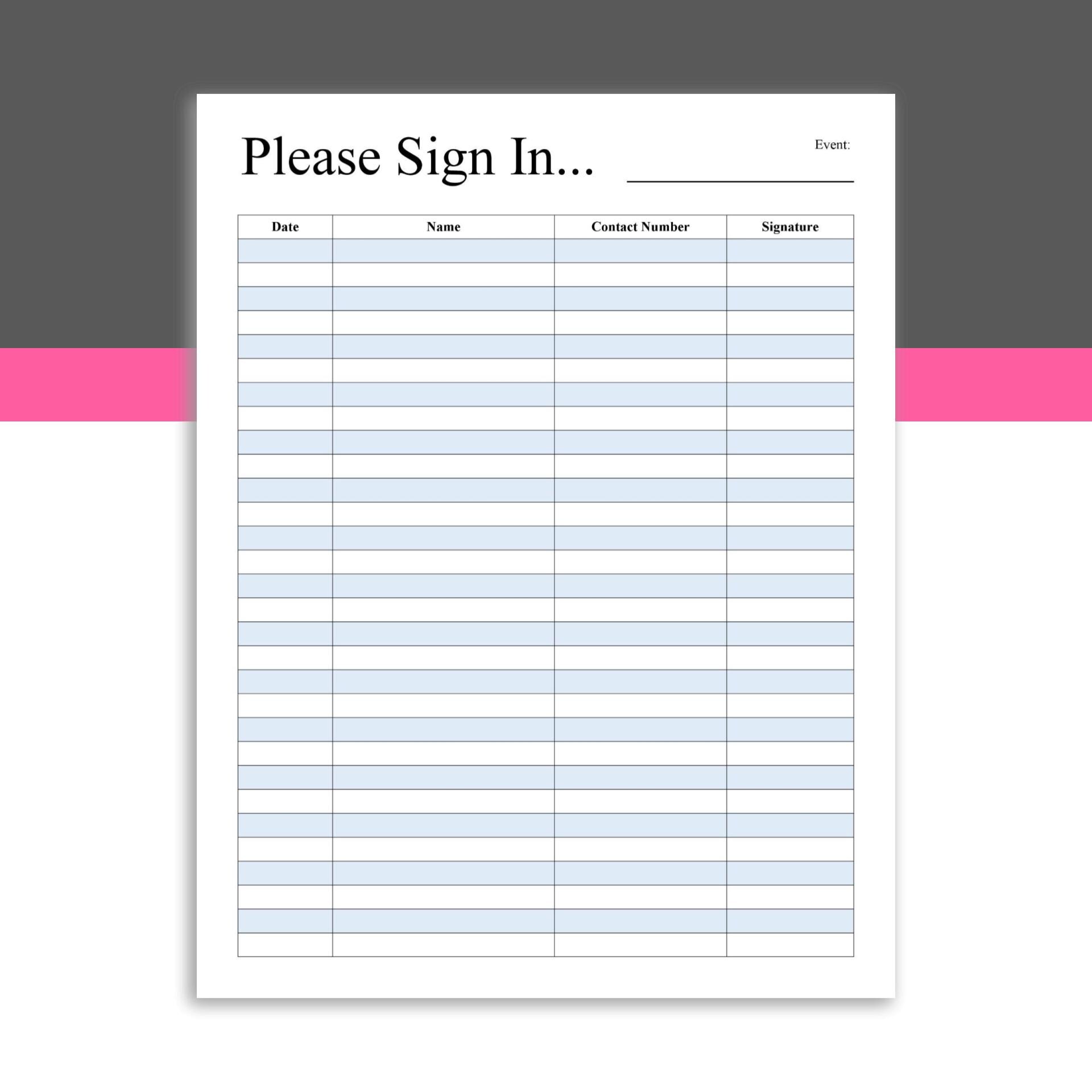 Please Sign in | Printable Sign in Sheet / Template | Attendees Log in ...