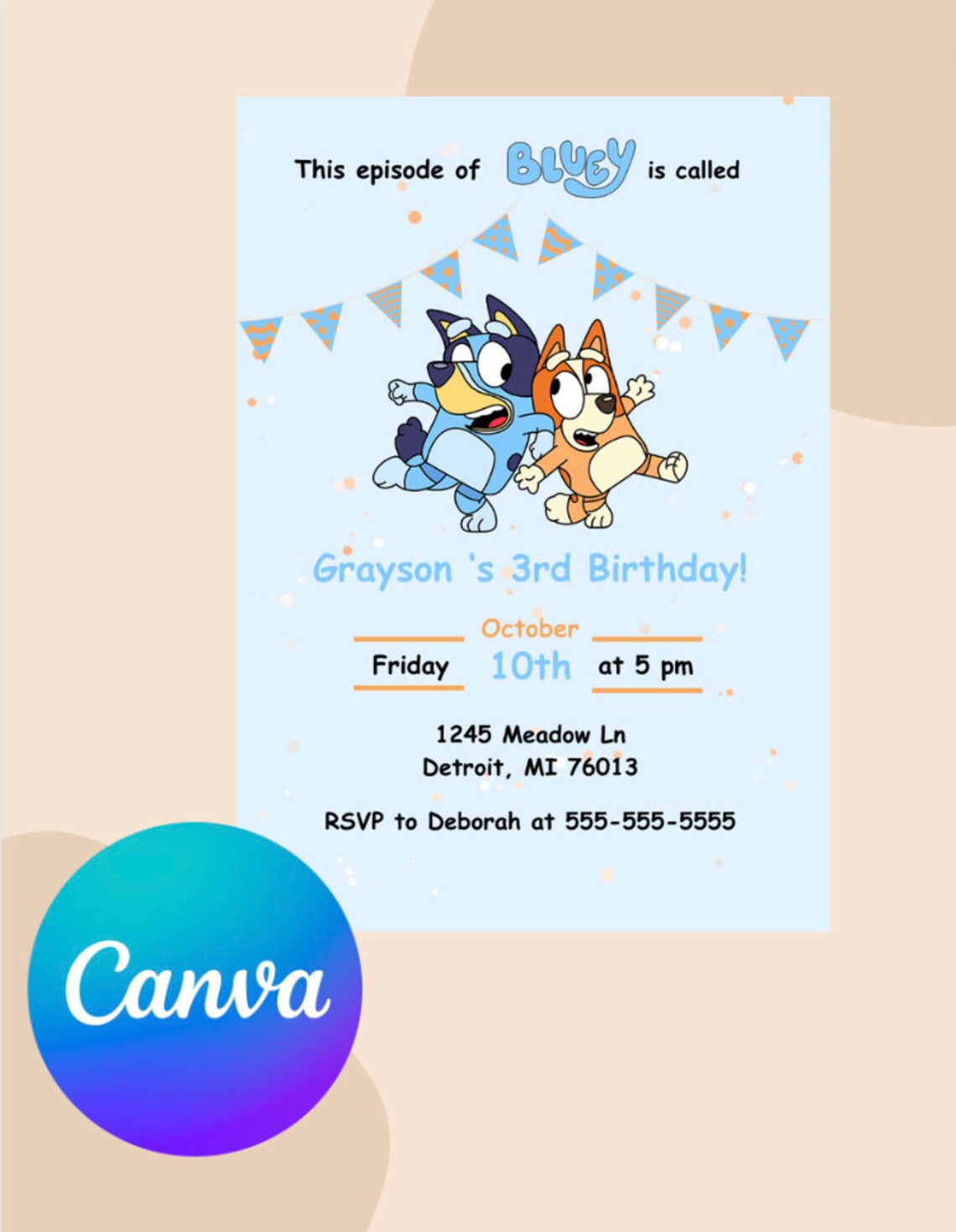 Bluey Editable Invitation - Etsy