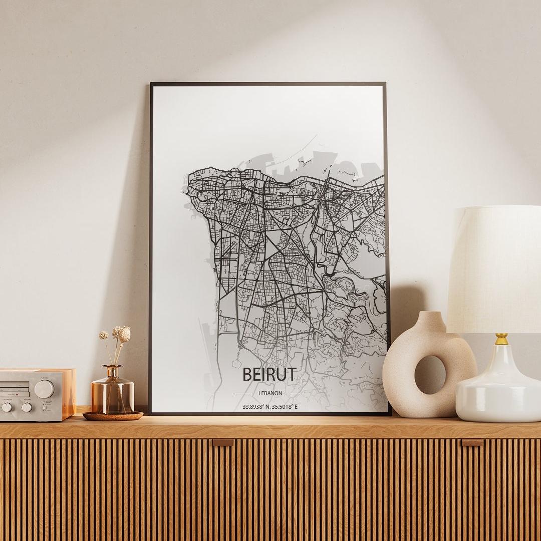 Beirut Map Poster | Lebanon Poster | Lebanese Art Print | Size A4 A3 ...
