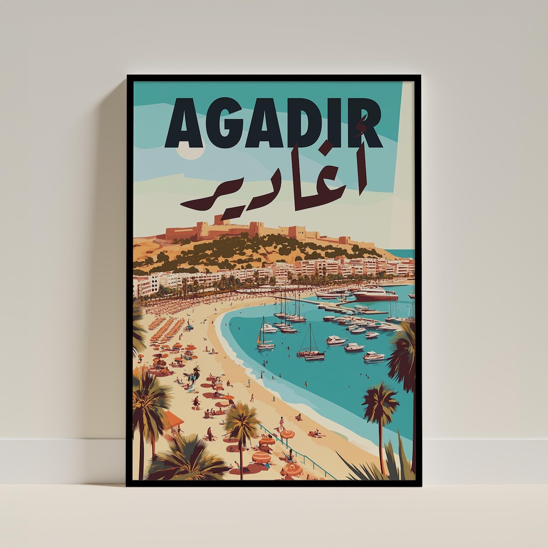 Agadir Poster | Morocco Poster | Affiche Maroc | Size A4 A3 - Etsy
