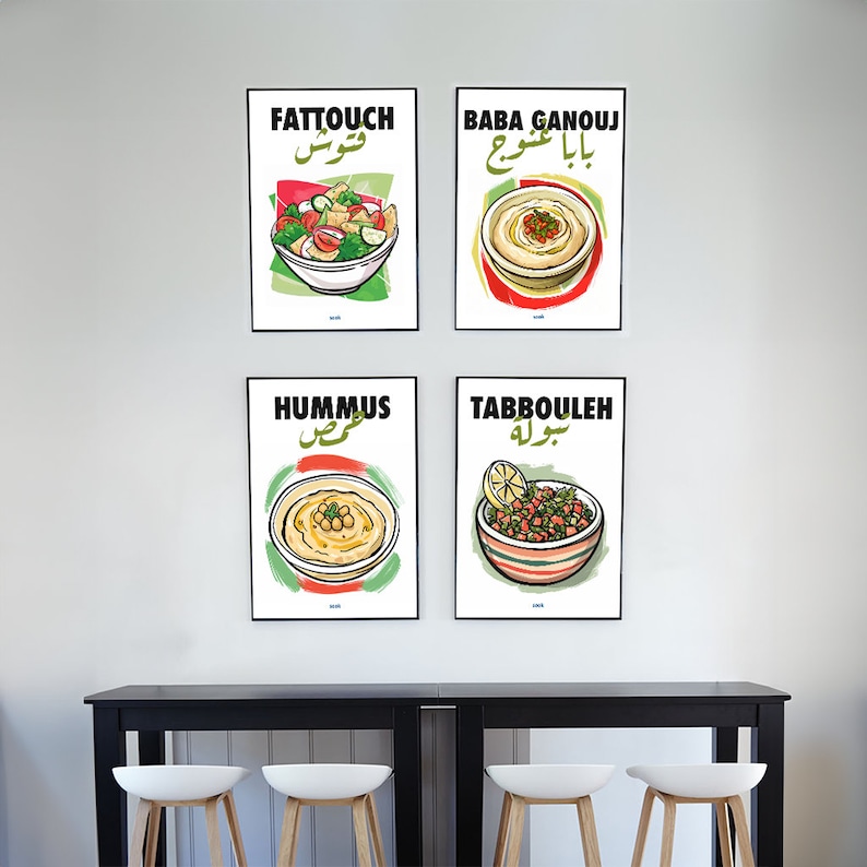 Lebanese Hummus Poster | Lebanon Poster | Lebanese Restaurant | Size A4 ...