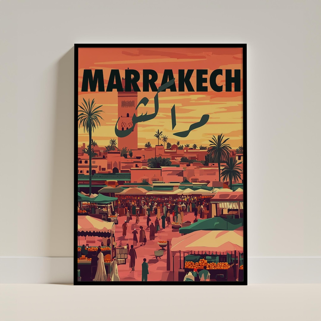 Marrakech Poster | Morocco Poster | Affiche Maroc | Size A4 A3 - Etsy