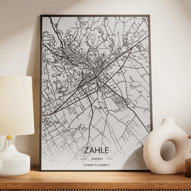 Beirut Map Poster Lebanon Poster Lebanese Art Print Size A4 A3 Liban ...