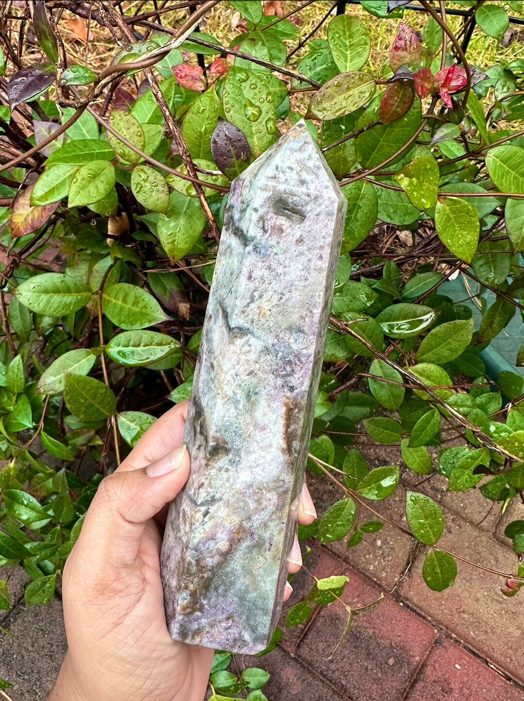 Ruby Kyanite Tall Crystal Tower, Large Ruby Kyanite Tower, Chunky Druzy ...