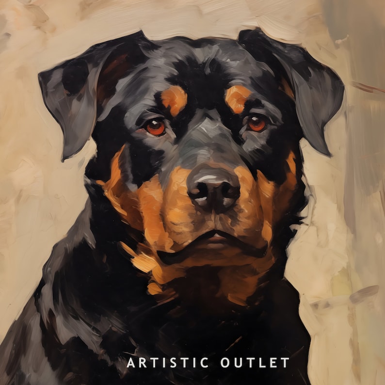 Rottweiler Painting | Dog Artwork | Sell Digital Art | Oil Canvas | AI ...