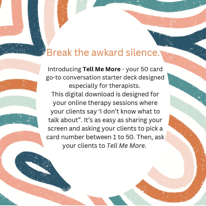 Tell Me More. Digital Therapy Question Prompts. Conversation Starter ...