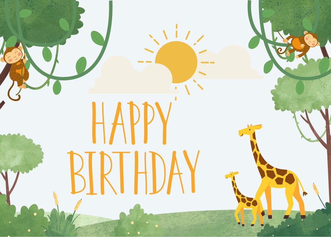Jungle Themed Birthday Card - Etsy