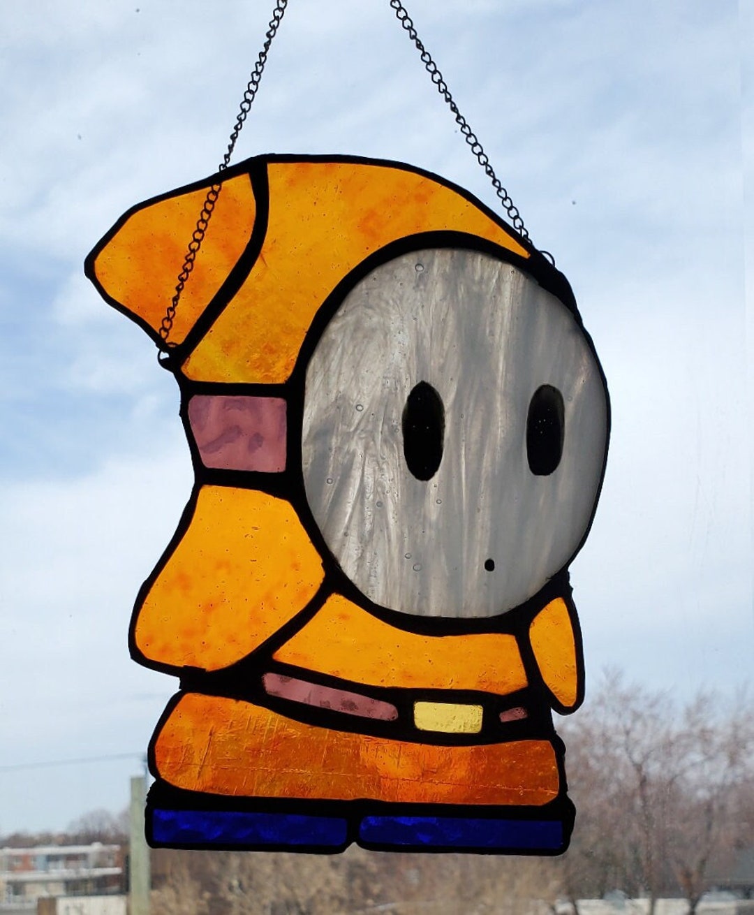Shy Guy Stained Glass Sun Catcher | Window Hanging | Video Game Fan Art ...