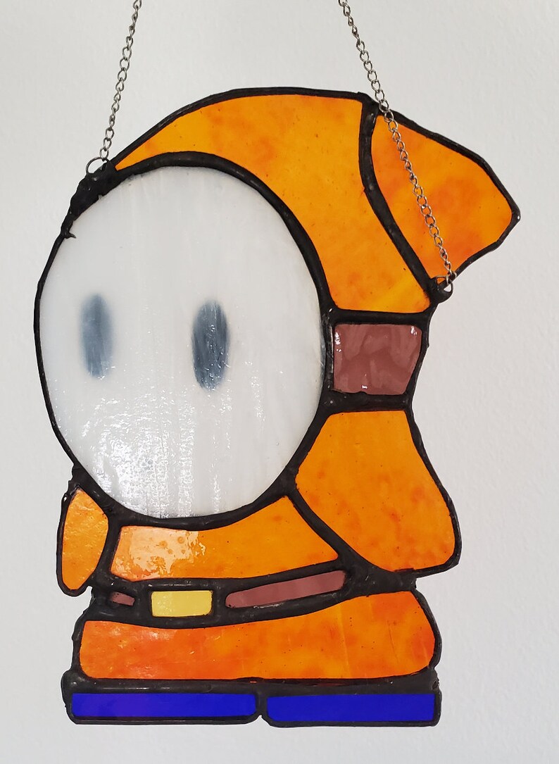Shy Guy Stained Glass Sun Catcher | Window Hanging | Video Game Fan Art ...