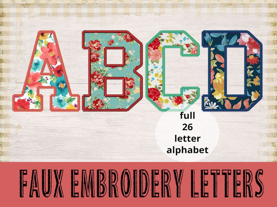 Faux Embroidery Letters - Etsy