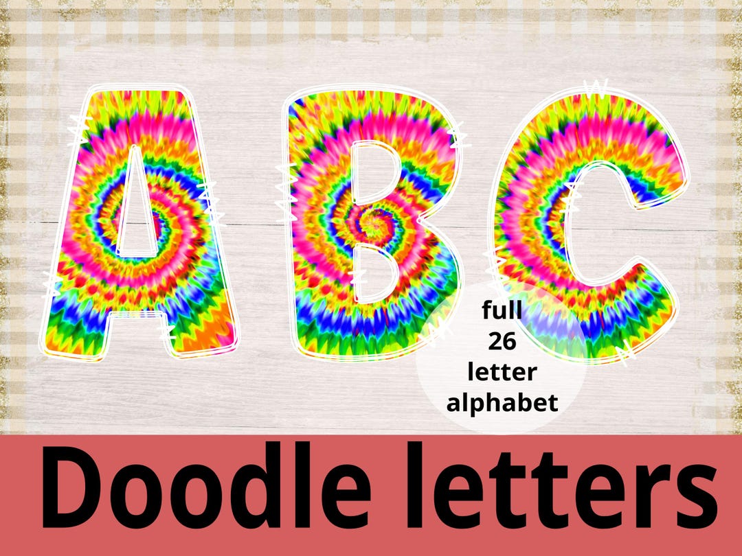 Tye Dye Doodle Letters - Etsy