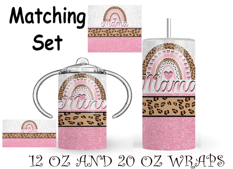 Mama and Mini Matching Set, 20 Oz Tumbler and 12 Oz Sippy Cup Digital ...