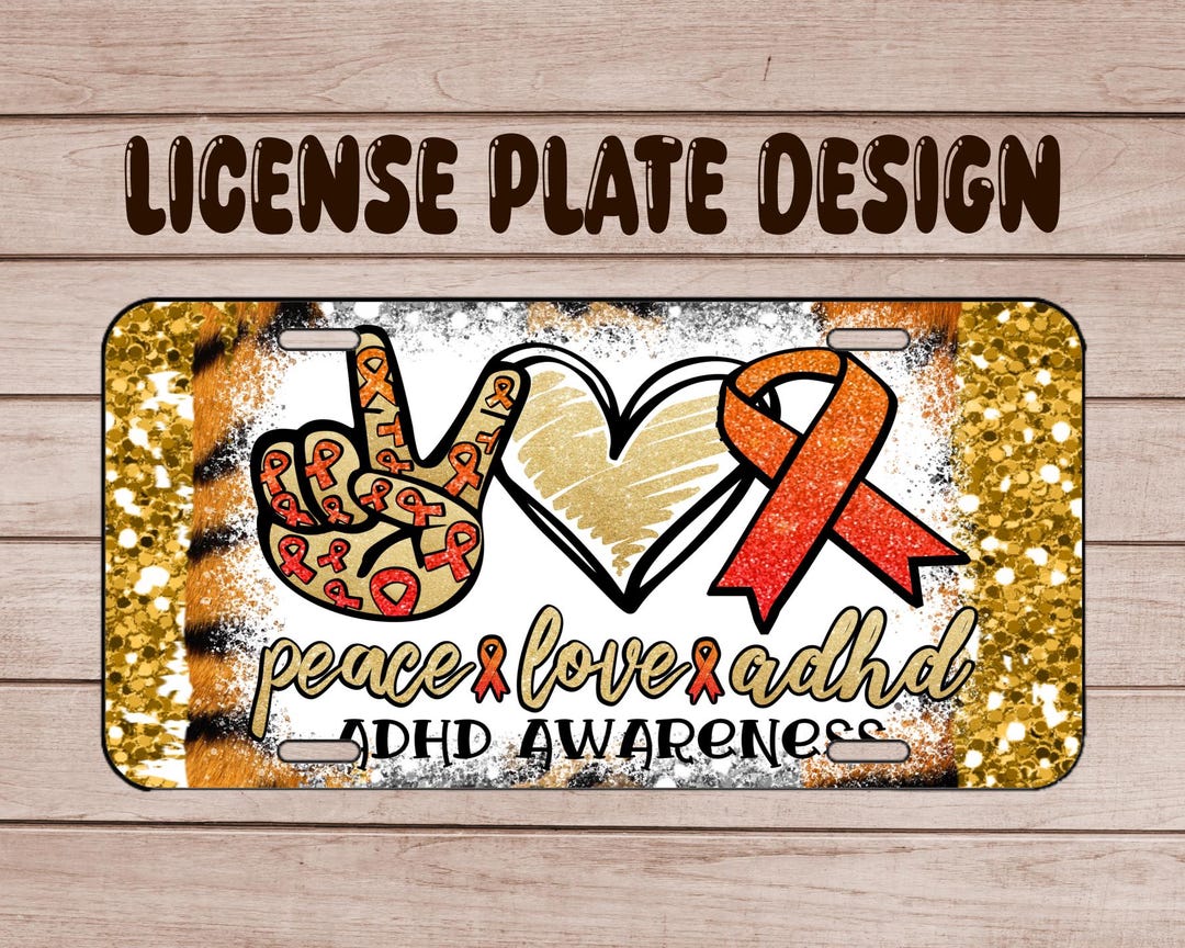 ADHD Awarness , License Plate Sublimation PNG - Etsy